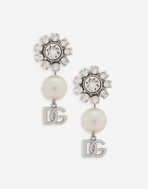 DOLCE & GABBANA Dolce & Gabbana Earrings With Rhinestones, Pearls And Logo