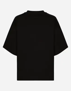 Dolce & Gabbana Jersey T-shirt With Flocked Logo - Black