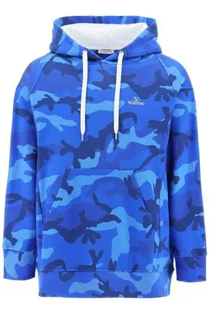 Valentino Garavani VALENTINO CAMO HOODIE - Blue