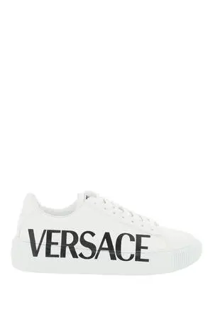 Versace VERSACE LOGOED GRECA SNEAKERS - White