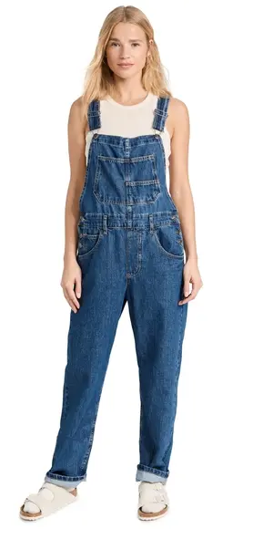 Free People Ziggy Denim Overalls - Sapphire Blue