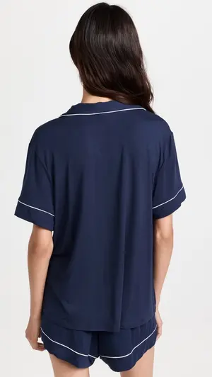 Eberjey Gisele Relaxed Short Pajama Set - Navy/ivory