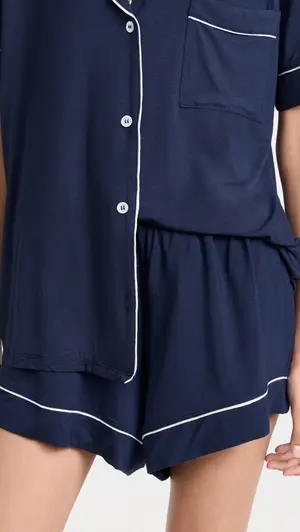 Eberjey Gisele Relaxed Short Pajama Set - Navy/ivory