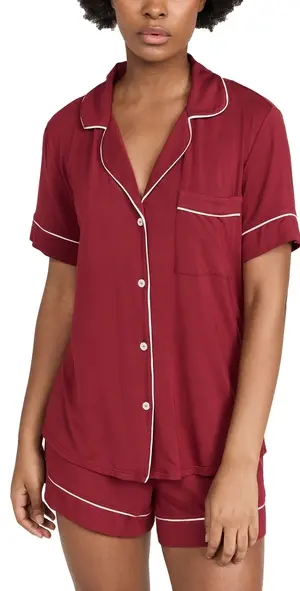 Eberjey Gisele Relaxed Short Pajama Set Sangria/ivory