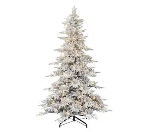 PULEO INTERNATIONAL 9 Ft Pre-lit Flocked Utah F Ir Tree - One-color