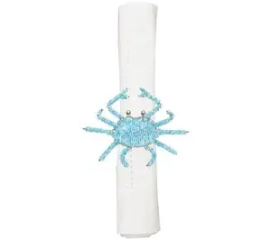 VALERIE PARR HILL Bluecrab Beaded Napkin Ring Set Of 6 Valerie - One-color