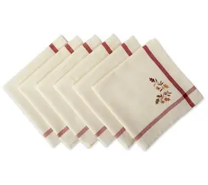 DESIGN IMPORTS Set Of 6 Embroidered Fall Leaves Napkins - One-color
