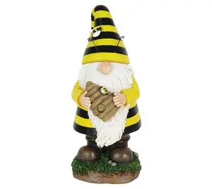 EXHART Solar Beekeeper Gnome Statuary - One-color