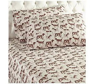 SHAVEL Micro Flannel Printed California King Sheet Set - One-color