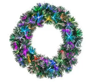 GERSON INTERNATIONAL 24' Pre-lit Color Changing Fiber Optic Wreath B Y Gerson Co - One-color
