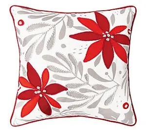 VALERIE PARR HILL 18' X 18' Poinsettia Christmas Throw Pillow Valerie - One-color