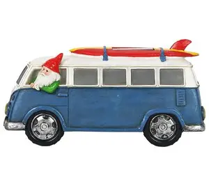 EXHART Solar Surfer Gnome In Retro Van Statuary