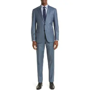 Emporio Armani G-line Blue Mélange Wool Suit - Blue Grey