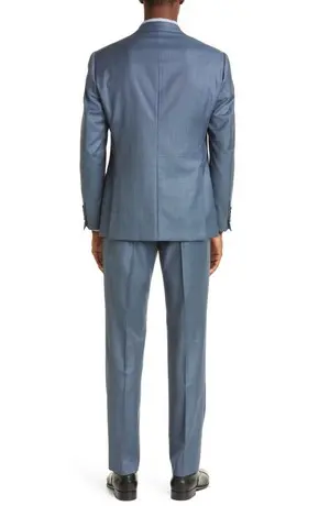 Emporio Armani G-line Blue Mélange Wool Suit - Blue Grey