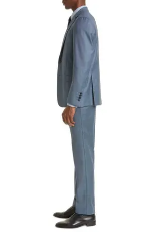 Emporio Armani G-line Blue Mélange Wool Suit - Blue Grey