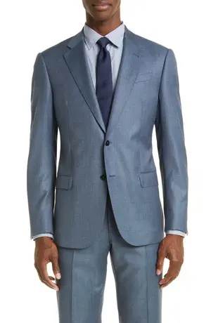 Emporio Armani G-line Blue Mélange Wool Suit - Blue Grey