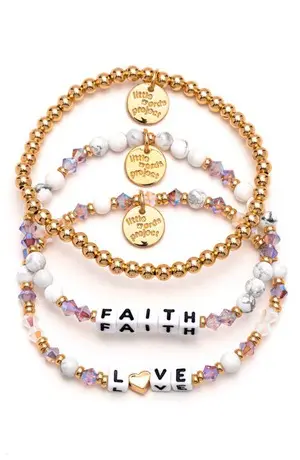 LITTLE WORDS PROJECT Faith & Hope Set Of 3 Beaded Bracelets - White Cloud