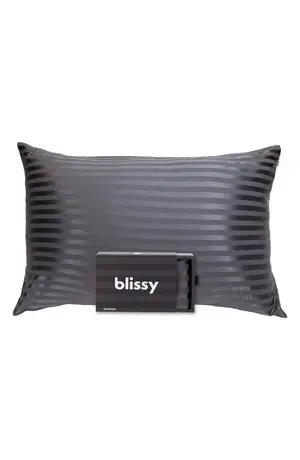 BLISSY Mulberry Silk Pillowcase Grey Stripe