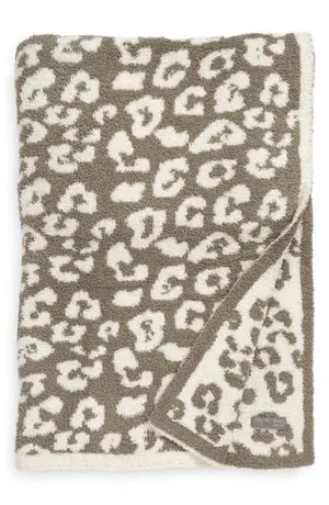 Barefoot Dreams Cozychic® Leopard Print 54 X 72 Throw Blanket Eucalyptus/ Cream