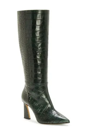 Vince Camuto Tressara Pointed Toe Knee High Boot Deep Green
