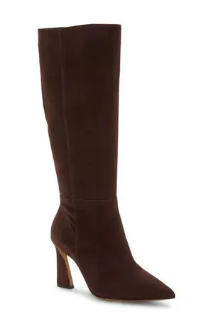 Vince Camuto Tressara Pointed Toe Knee High Boot Root Beer