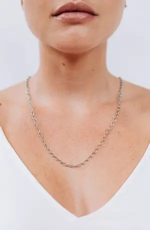 Anzie Rectangle Link Chain Necklace - Silver