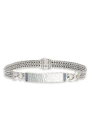 John Hardy Classic Chain Hammered Id Station Bracelet With Sapphires