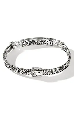 John Hardy Classic Chain Hammered Id Station Bracelet With Sapphires