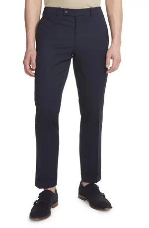 JACK VICTOR Payne Flat Front Wool Trousers - Navy