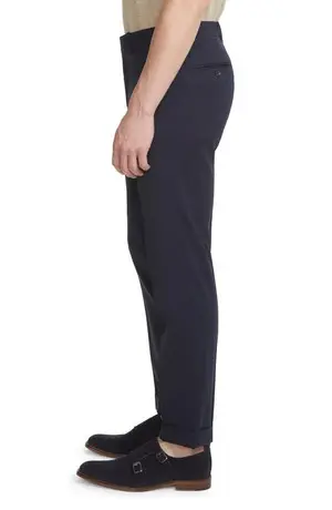 JACK VICTOR Payne Flat Front Wool Trousers - Navy