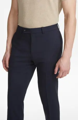 JACK VICTOR Payne Flat Front Wool Trousers - Navy