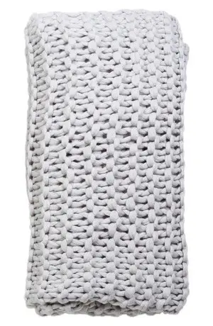 POM POM AT HOME Finn Chunky Knit Throw Blanket Silver