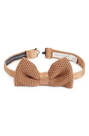 JACK VICTOR Jack Victor Silk Knit Bow Tie Camel