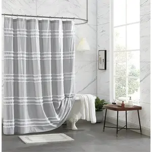 Dkny Chenille Stripe Shower Curtain - Grey