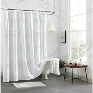 Dkny Chenille Stripe Shower Curtain - White
