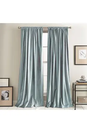 Dkny Modern Knotted Velvet Set Of 2 Window Panels - Aqua