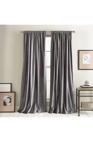Dkny Modern Knotted Velvet Set Of 2 Window Panels - Charcoal