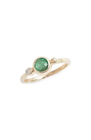 Anzie Dew Drop Bonheur Ring - Emerald/white