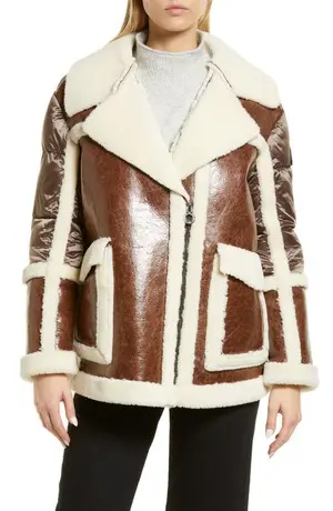 NOIZE Raelynn Mixed Media Faux Fur Jacket