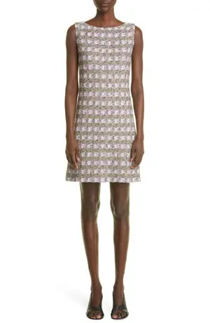 St. John Sleeveless Tweed Sheath Dress