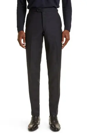 Thom Sweeney Tailored Wool Blend Tuxedo Trousers - 5356 - Midnight