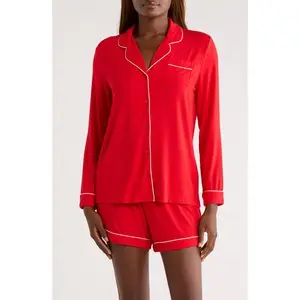Nordstrom Moonlight Eco Long Sleeve Short Pajamas - Red Barbados Cherry