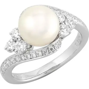 Mikimoto Pearl & Diamond Ring - 18kw