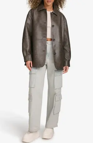 LEVI'S Oversized Faux Leather Relaxed Jacket - Ash