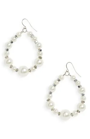 CRISTABELLE Crystal And Faux Hoop Earrings - Sil/white