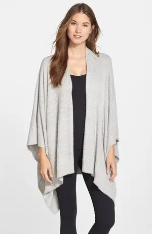 Barefoot Dreams Open Front Wrap Pewter/pearl Heather