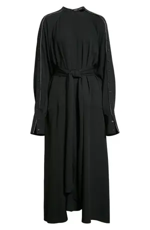 Proenza Schouler Buttoned Long Sleeve Belted Midi Dress