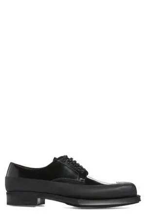 Prada Spazzolato Square Toe Derby - Black | Editorialist