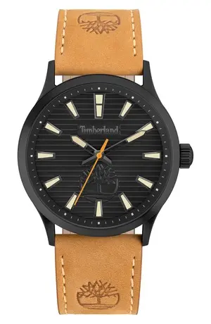 Timberland Timberland Trumbull Leather Strap Watch Wheat