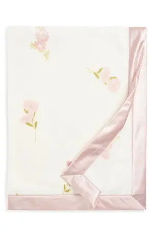 Nordstrom Baby Print Plush Blanket - Ivory Egret Pink Bouquets